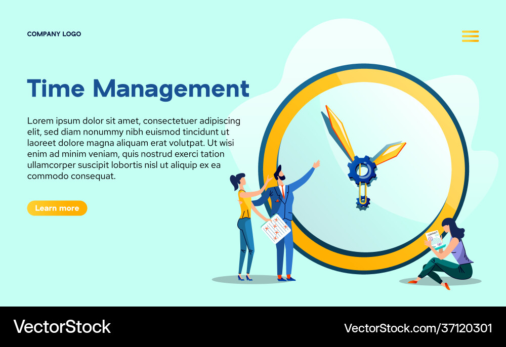 Time management landing page boss gives orders Vector Image
