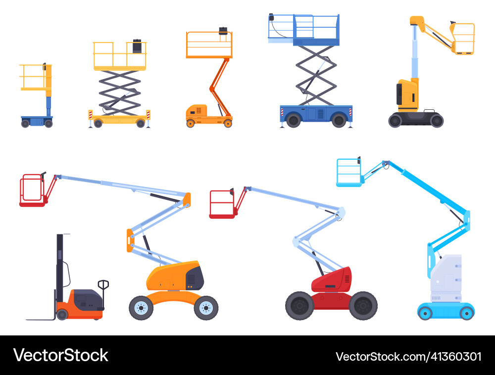 Various industrial mechanical lifts scissors lift Vector Image