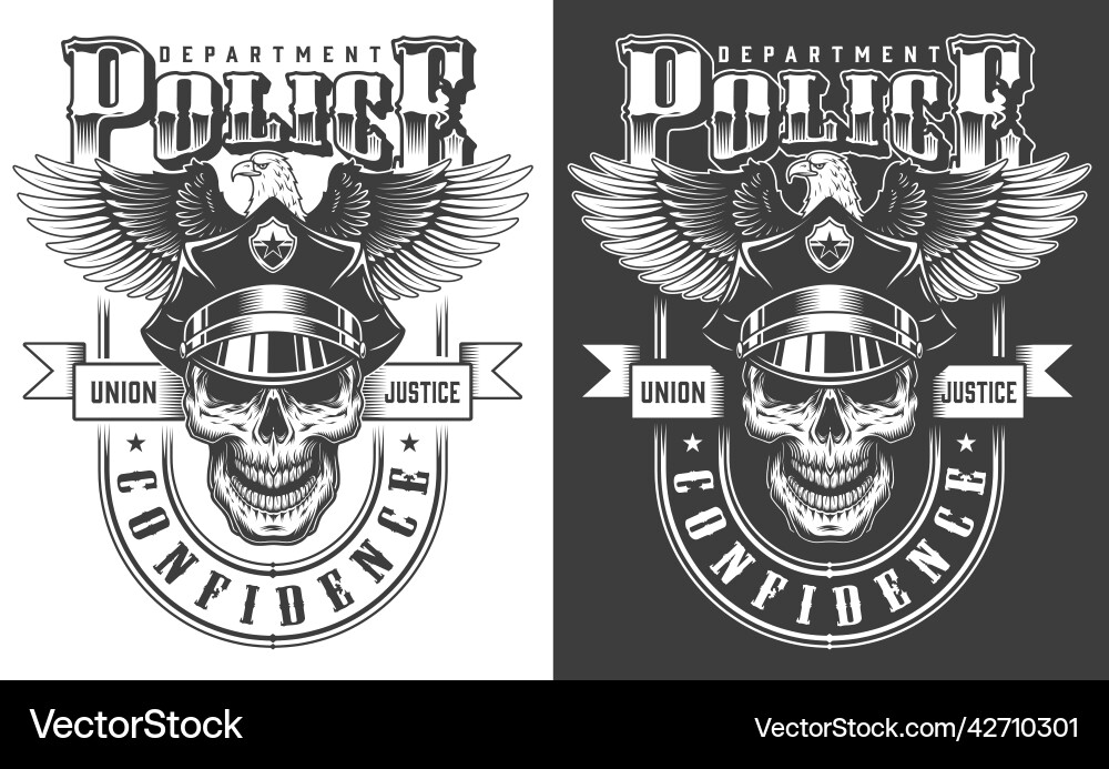 Vintage monochrome policeman label Royalty Free Vector Image