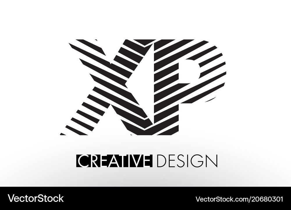 Xp x p Linien Brief Design mit kreativem elegant Vektorbild