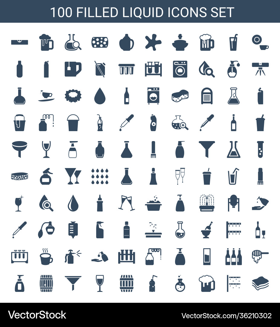 100 liquid icons Royalty Free Vector Image - VectorStock