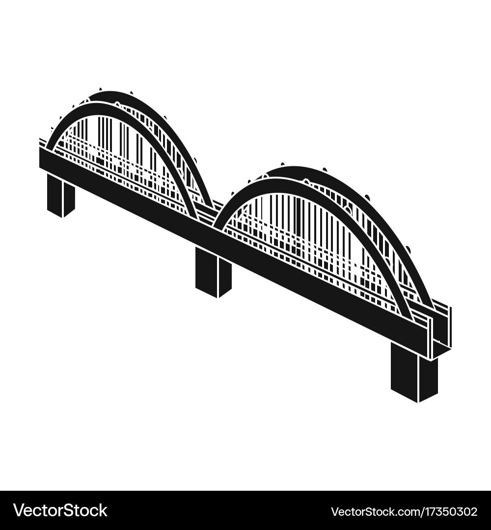 Arched bridge construction single icon Royalty Free Vector