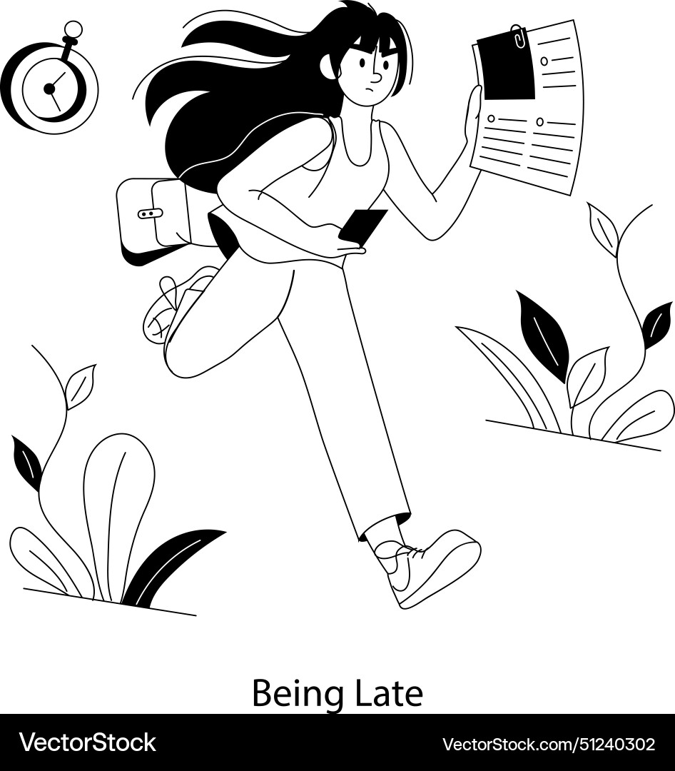 Being late Royalty Free Vector Image - VectorStock
