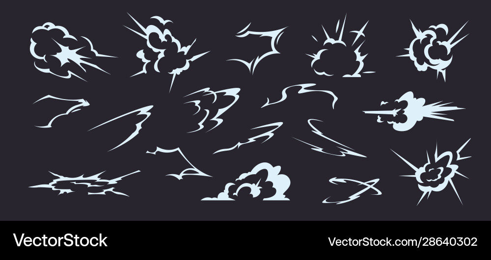 Cartoon explosion smoke effect comic shiny ring Vector Image