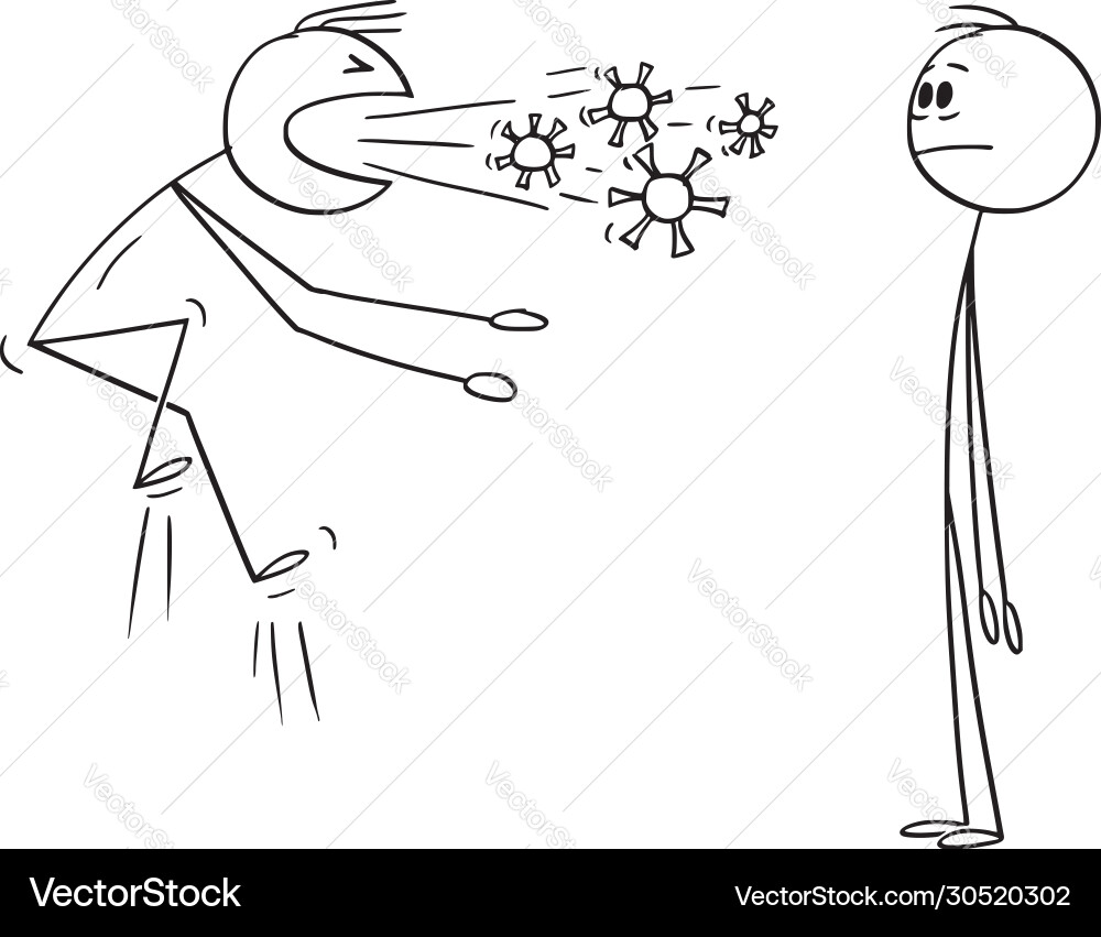 Cartoon sick infected man coughing or sneezing Vector Image