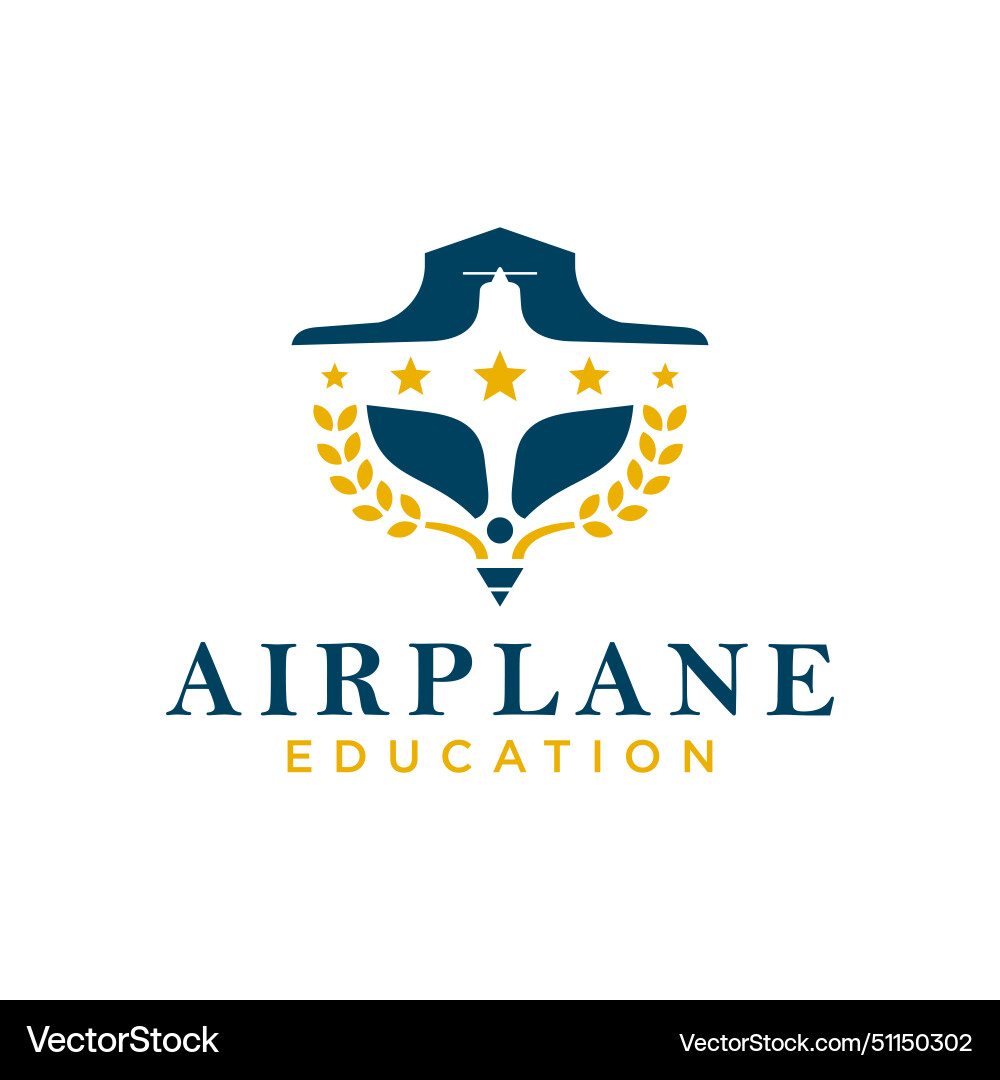 Education Airplane Logo Royalty Free Vector Image