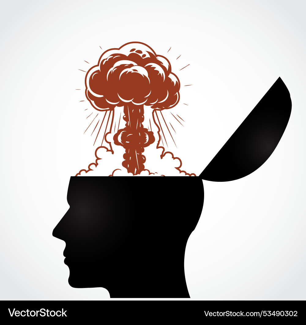 Explosion inside a silhouette human head i Vector Image