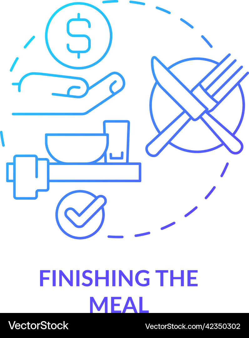 Finishing meal blue gradient concept icon Vector Image