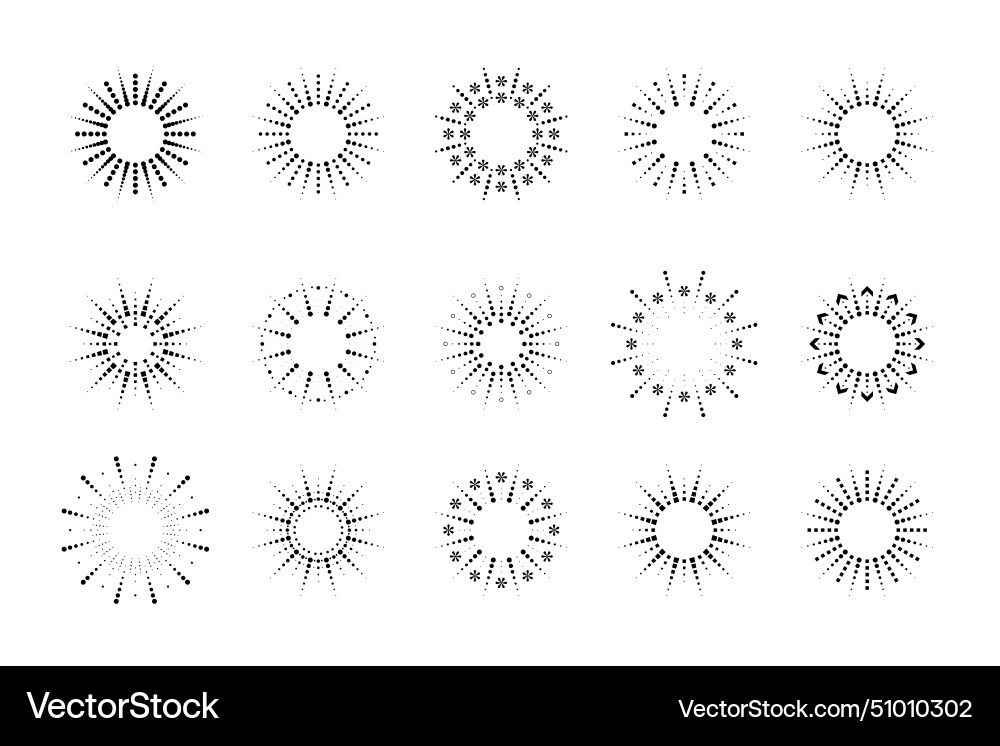 Fireworks vintage sunburst collection bursting Vector Image