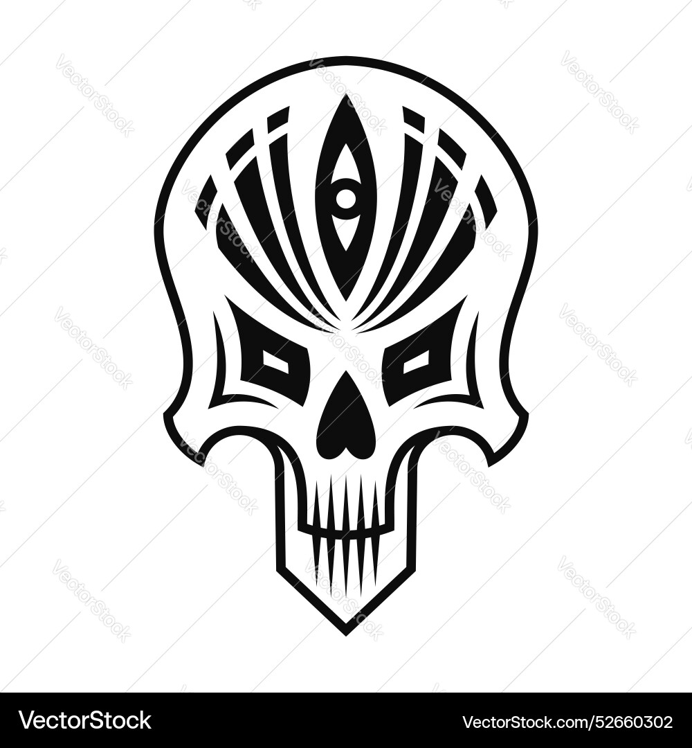 Human skull logo black and white emblem Royalty Free Vector