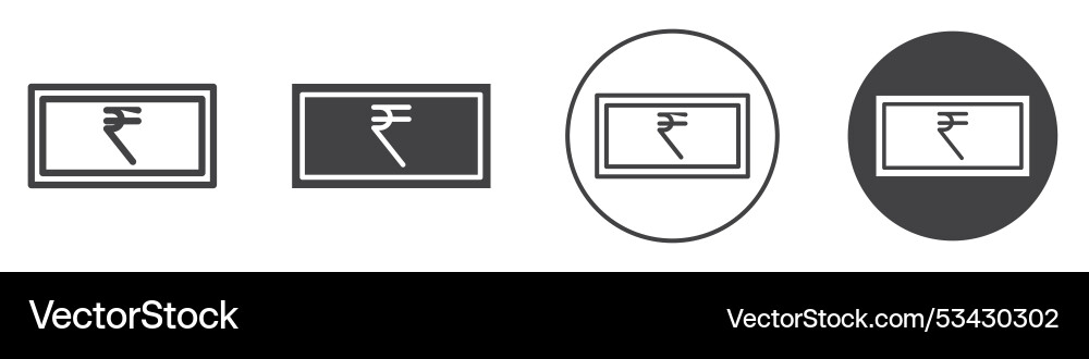 Indian rupee icon thin line Royalty Free Vector Image