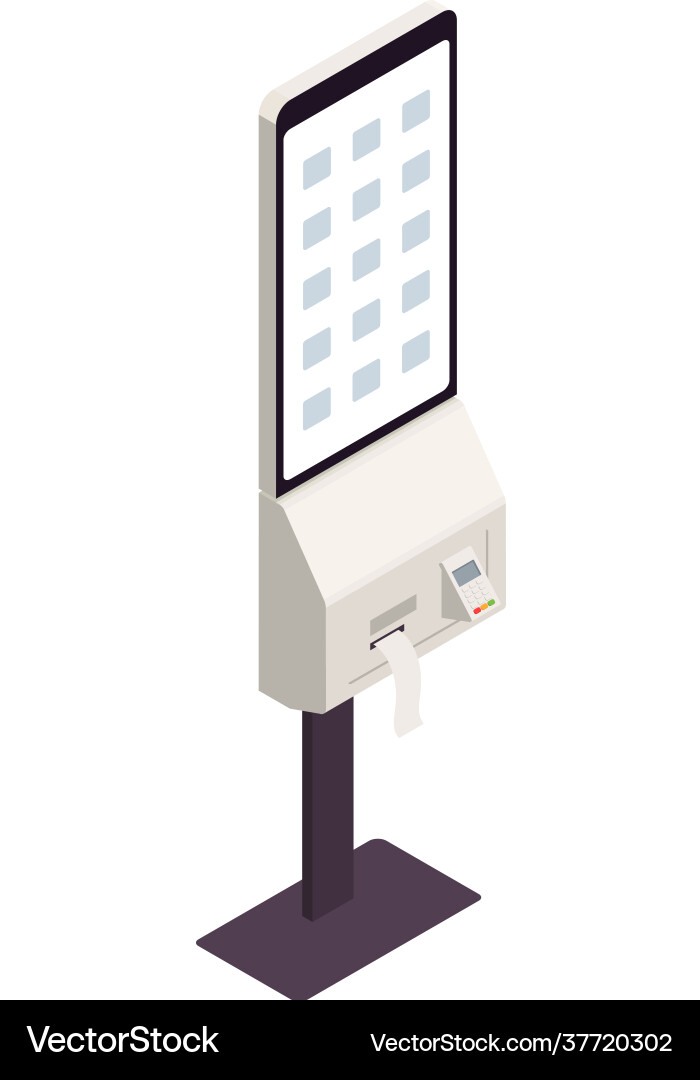 Isometric self service kiosk Royalty Free Vector Image