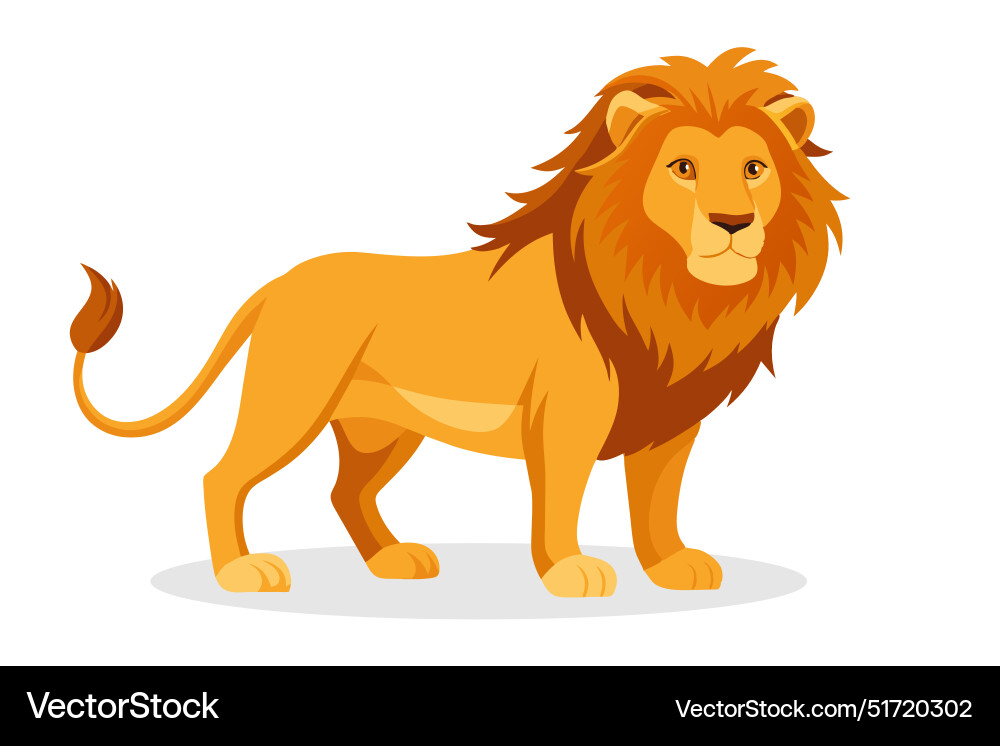 Lion animal flat on white background Royalty Free Vector
