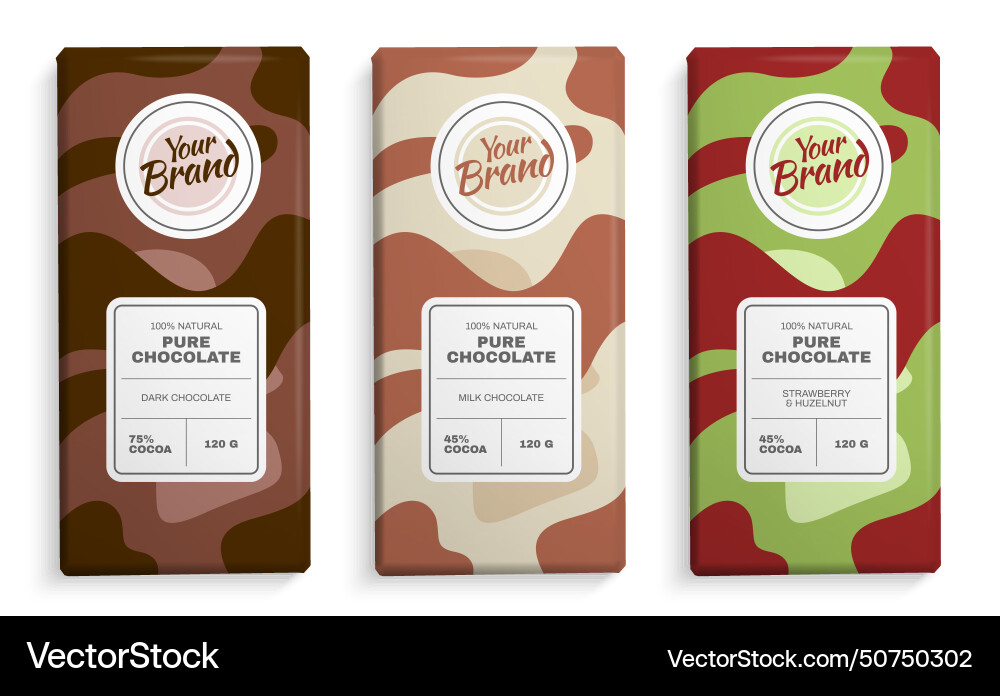 Realistic chocolate bar set Royalty Free Vector Image
