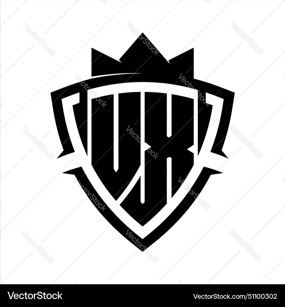 Vx letter bold monogram triangle curve shield Vector Image