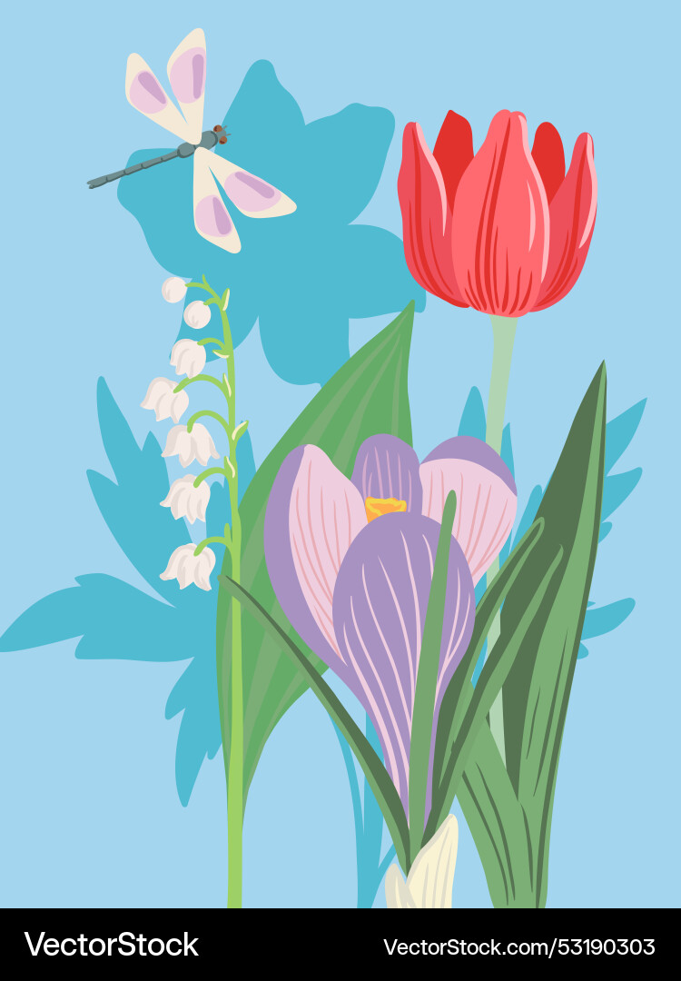 Drawing spring flowers Royalty Free Vector Image