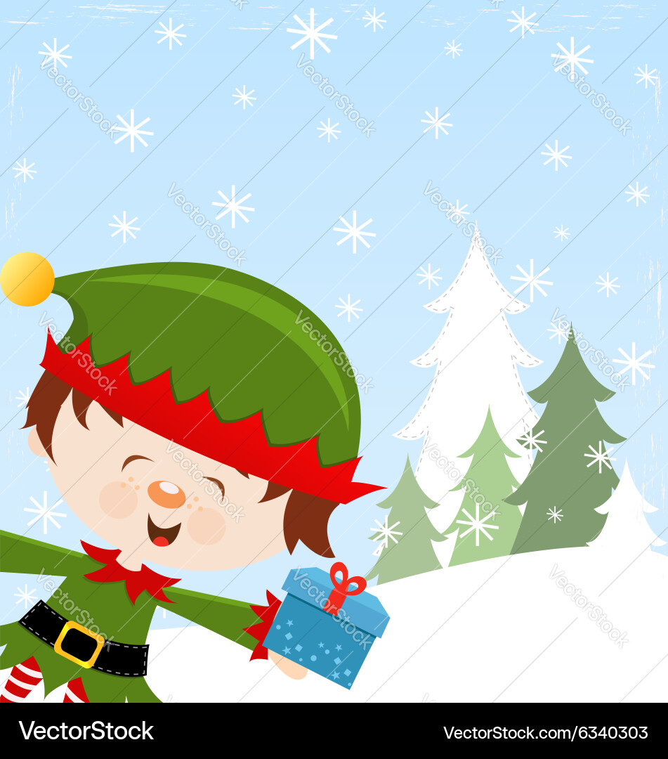 Elf with gift Royalty Free Vector Image - VectorStock