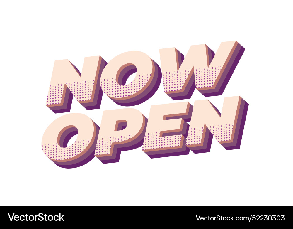 Now open text effect in 3d style with good colors Vector Image