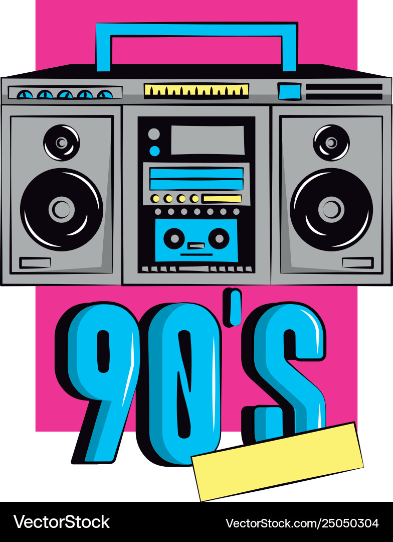90s retro radio stereo Royalty Free Vector Image