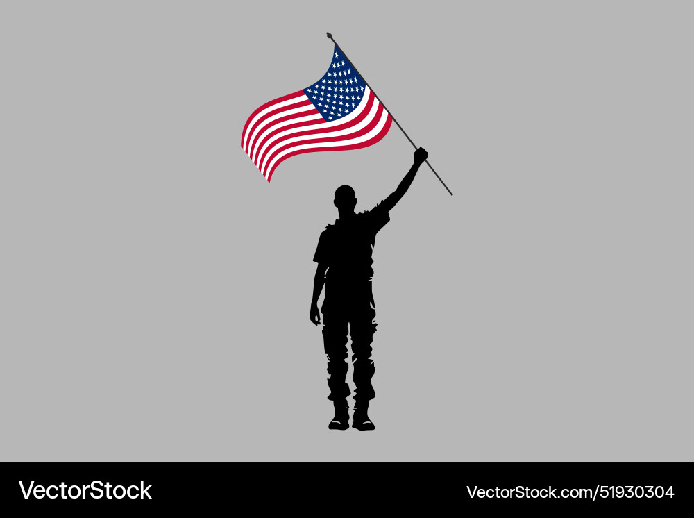 A man holding an american flag Royalty Free Vector Image