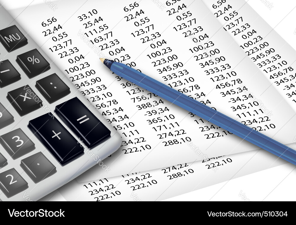 Calculator and office supplies Royalty Free Vector Image