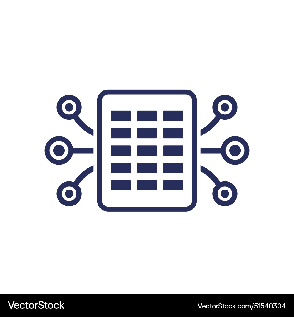 Data to a spreadsheet icon Royalty Free Vector Image