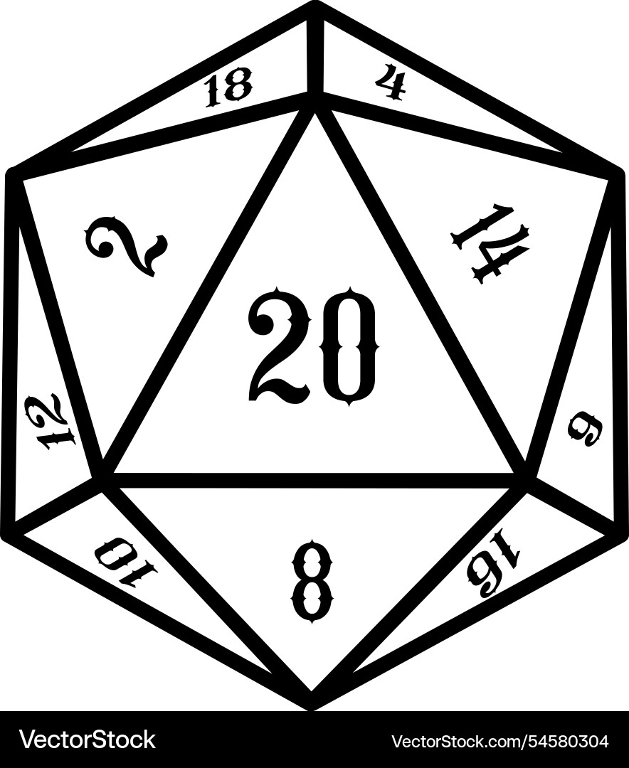 Dice d20 rpg Royalty Free Vector Image - VectorStock