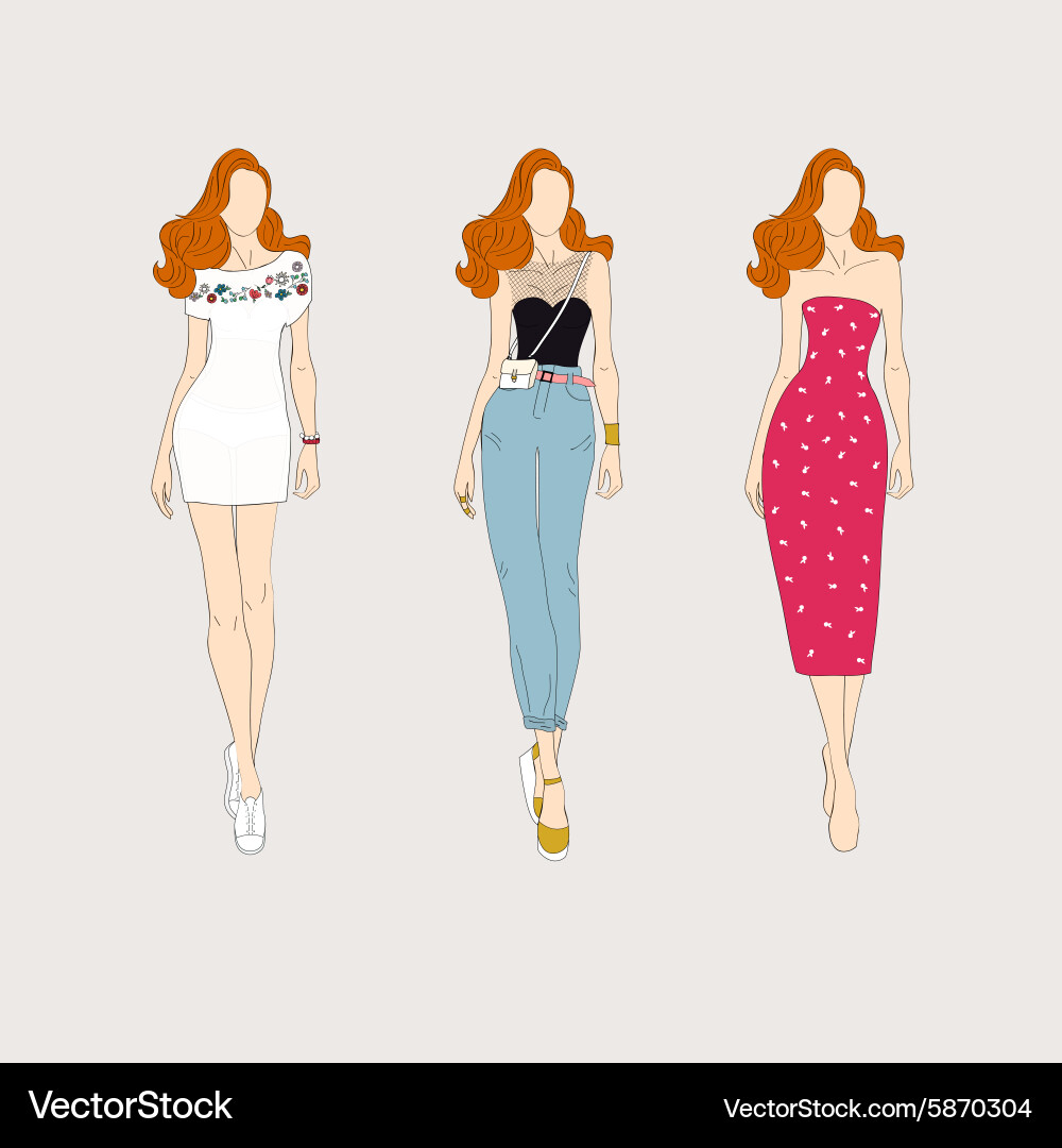 Fashion Models Sketch Royalty Free Vector Image