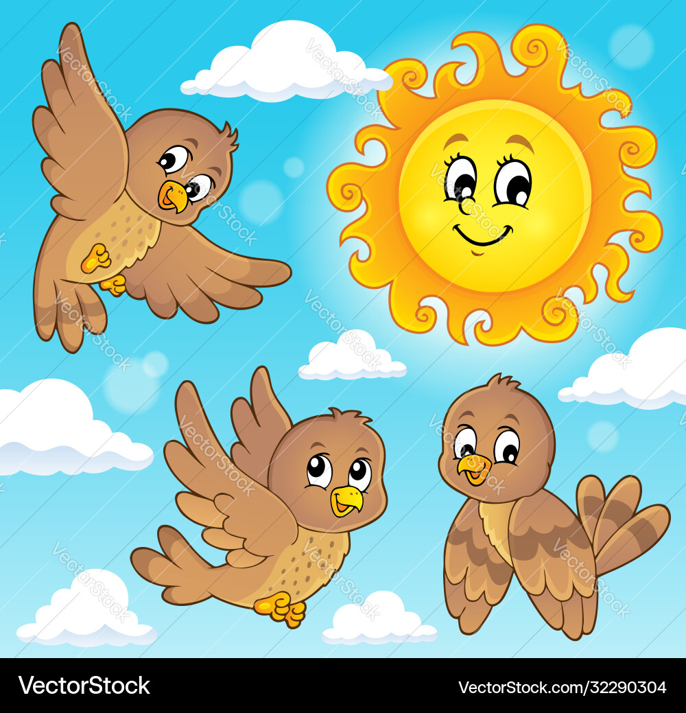 Happy birds theme image 5 Royalty Free Vector Image