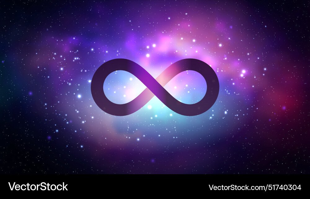 Infinity symbol on space background mystical Vector Image