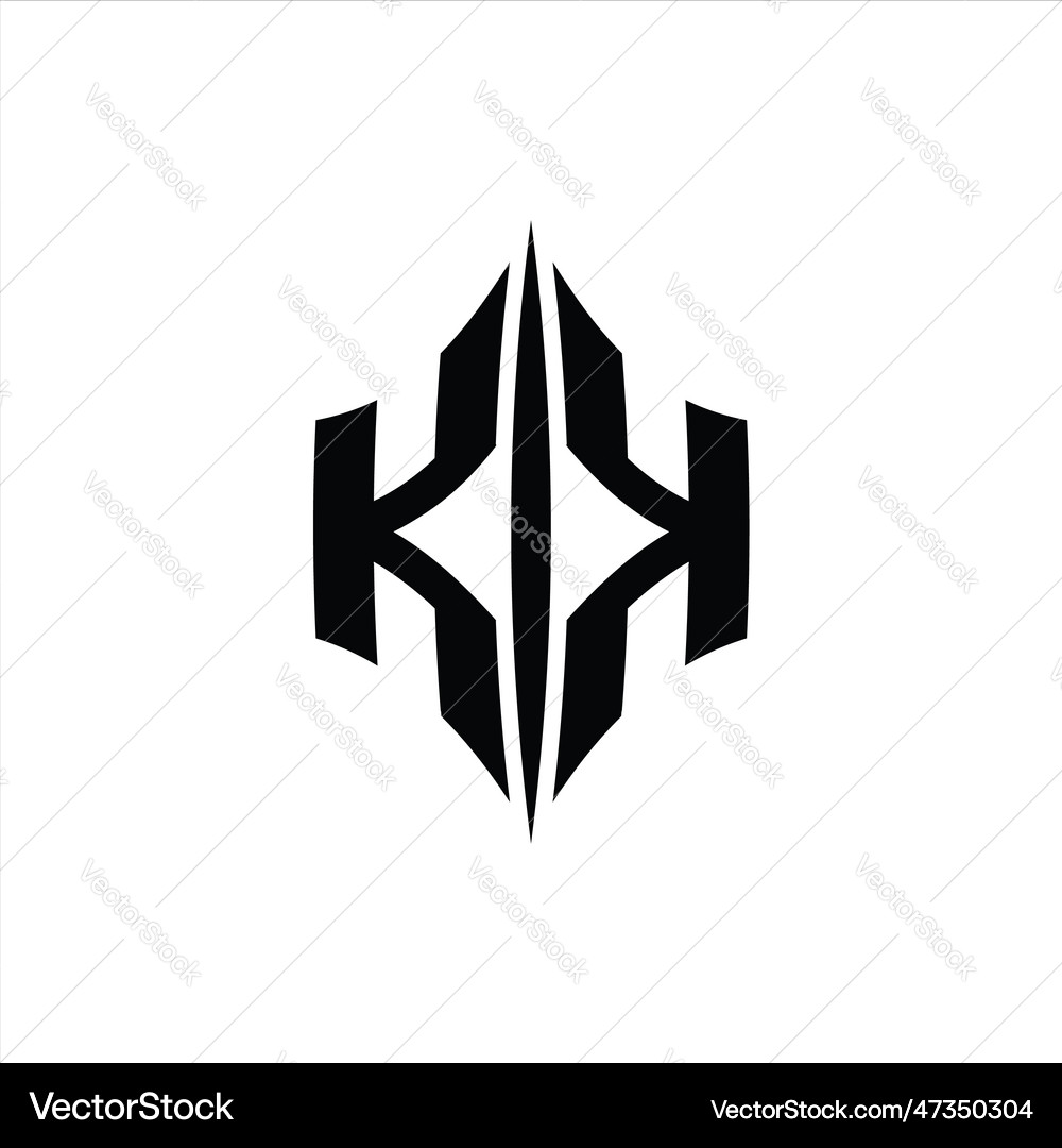 Kk logo monogram hexagon diamond shape Royalty Free Vector