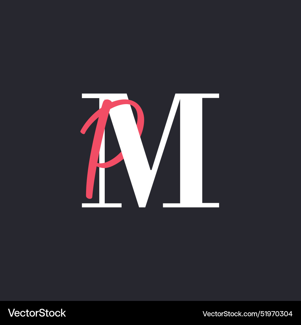 Letter mp logo perfectly blended initials mp Vector Image