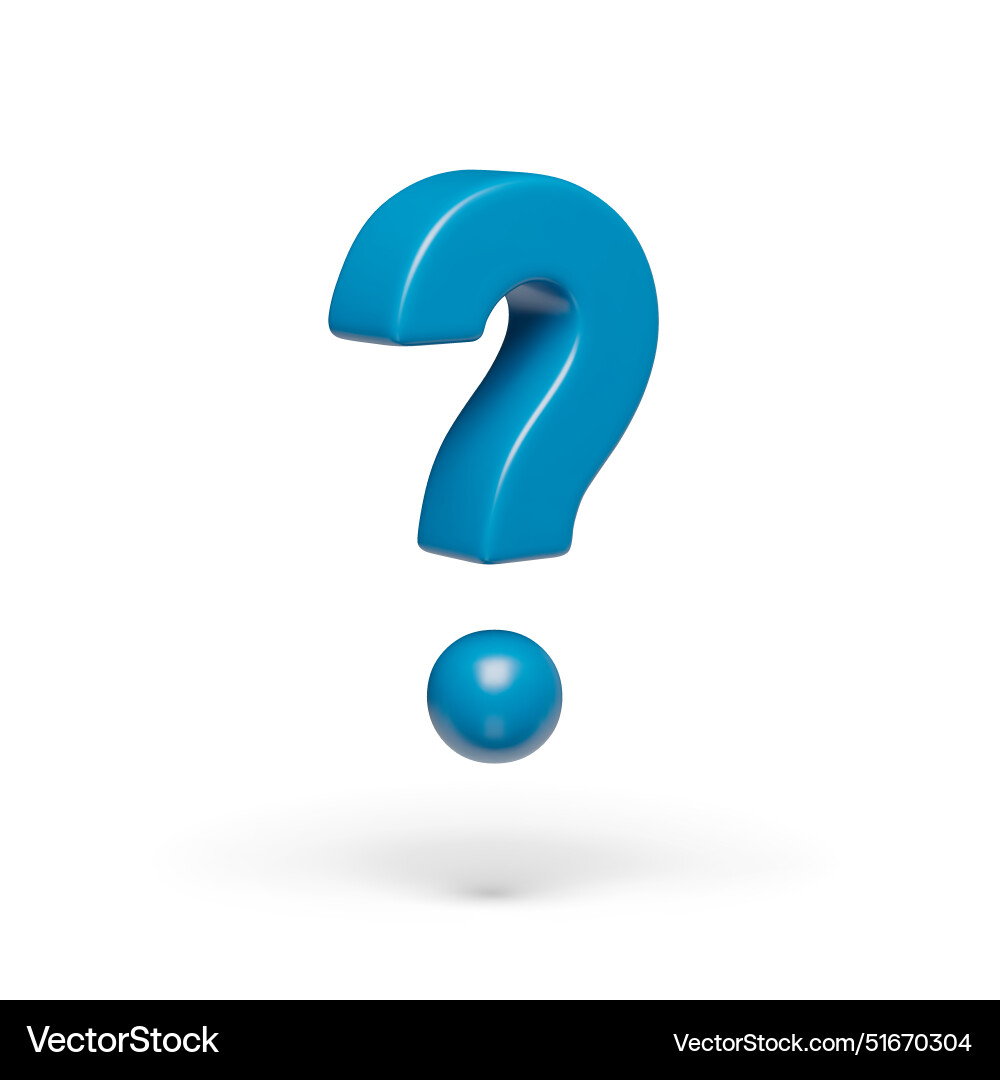 Realistic 3d rotating blue question mark on white Vector Image