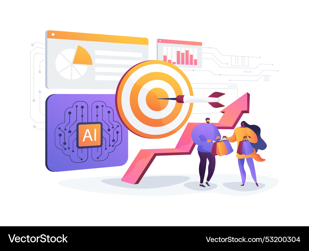 Sales trend forecasting with ai abstract concept Vector Image