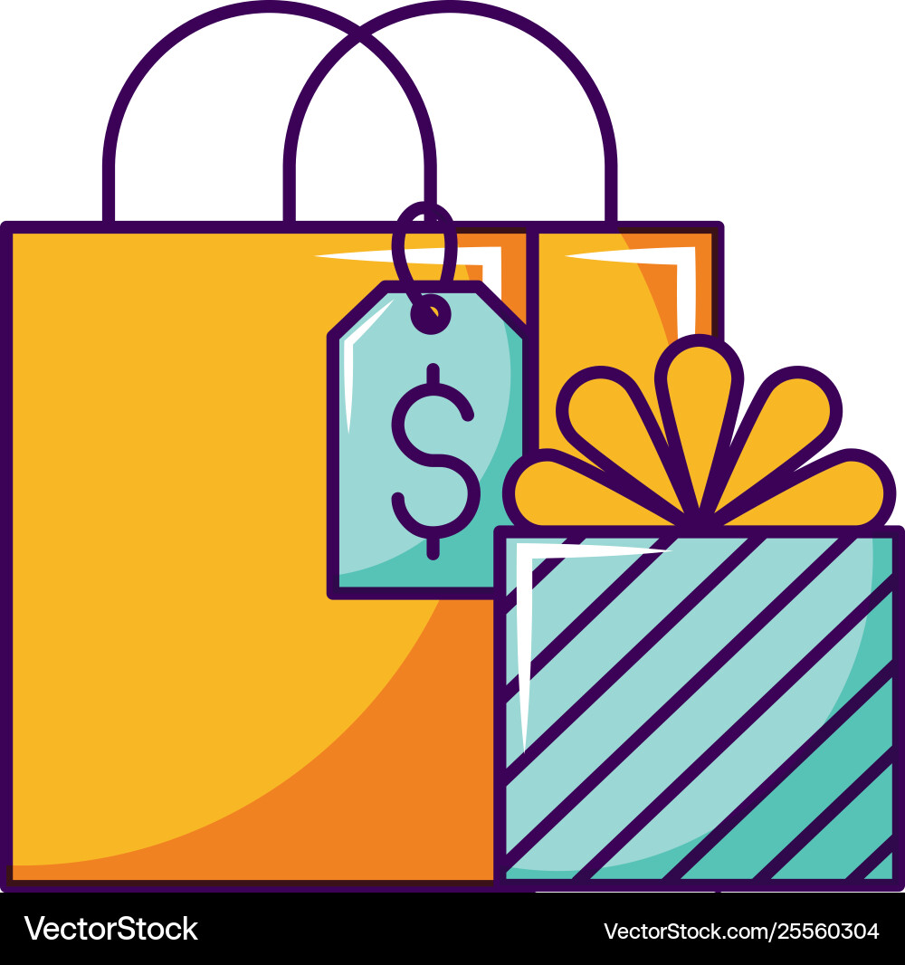 Shopping bag and gift Royalty Free Vector Image