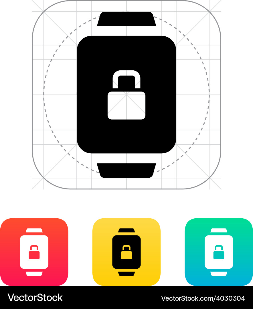 Smart watch lock protection icon Royalty Free Vector Image