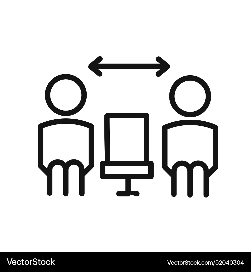 Social distancing sitting icon black and white Vector Image