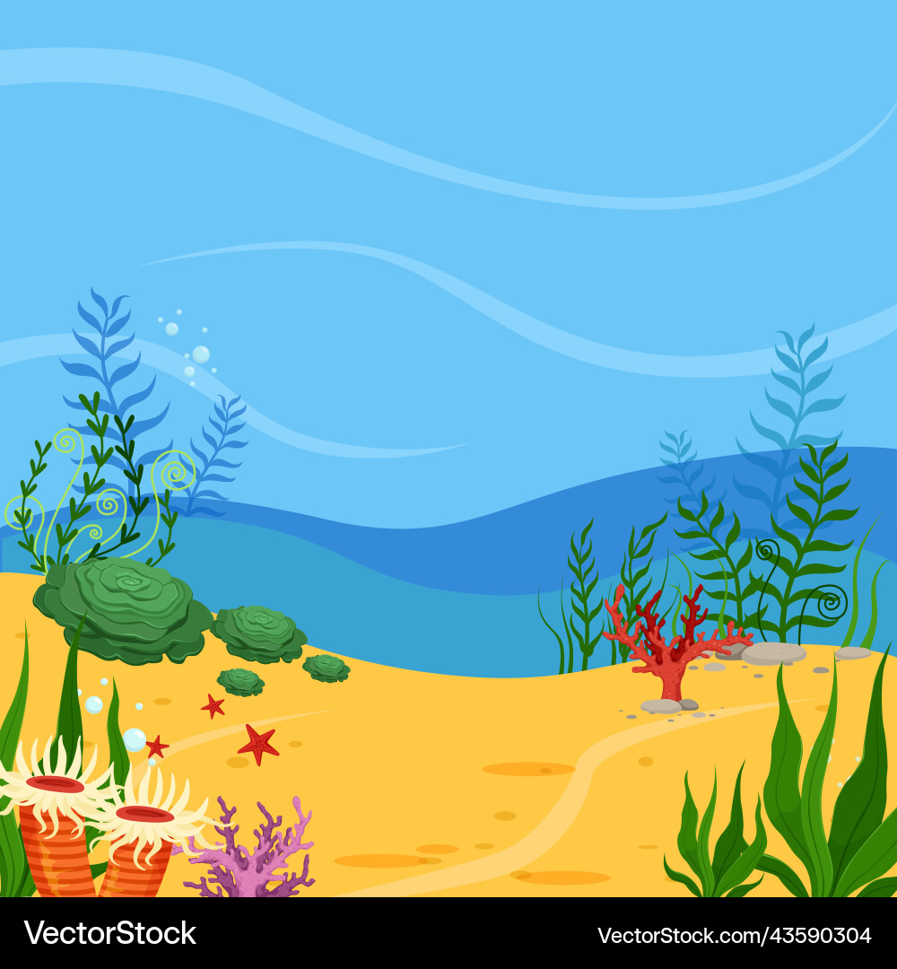 Underwater scene background ocean sand ground Vector Image