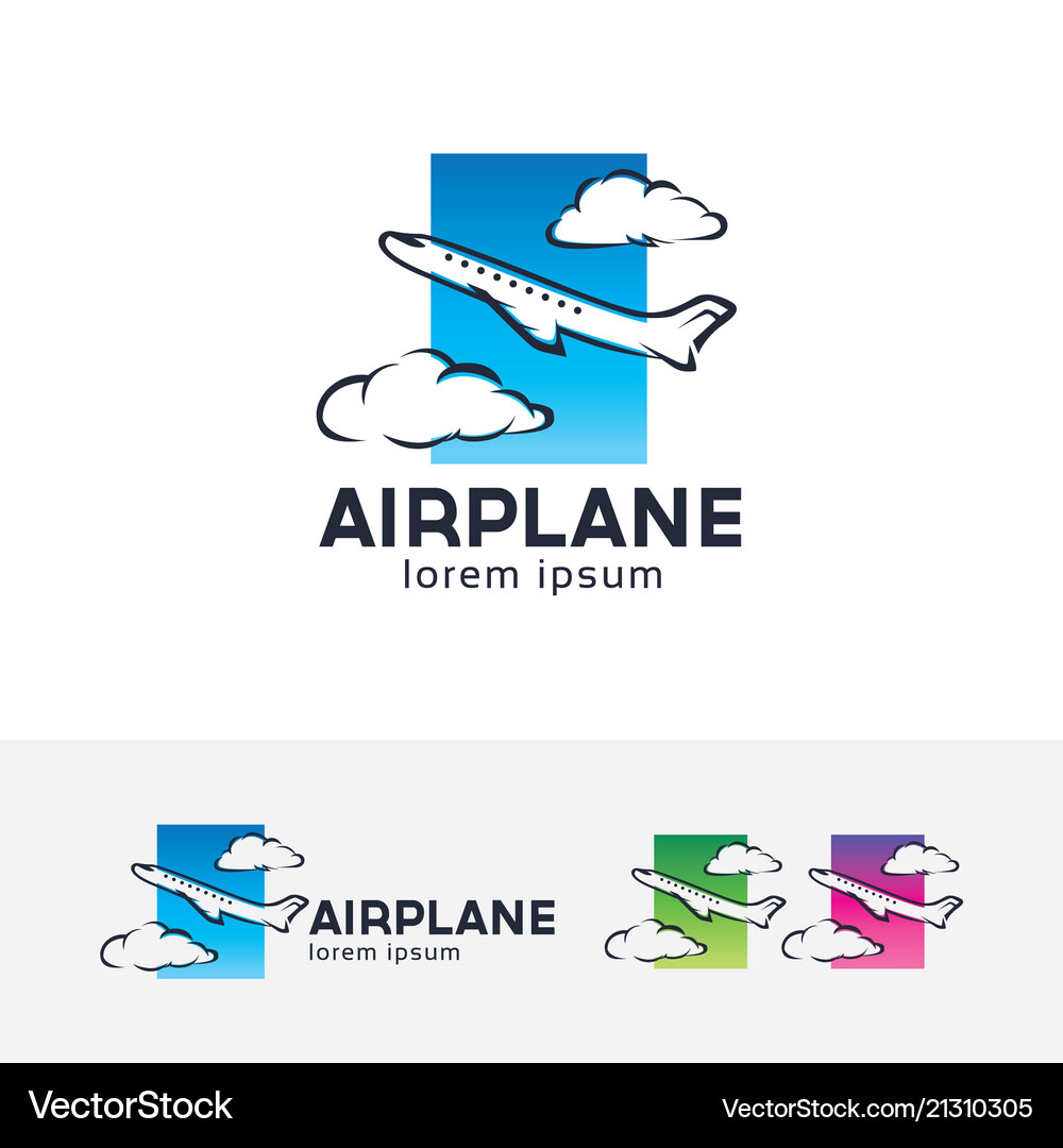 Airplane logo design Royalty Free Vector Image