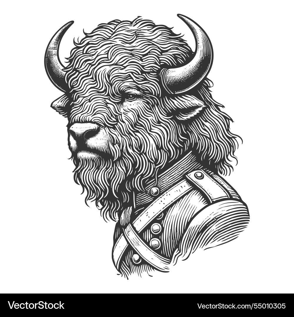 Buffalo soldier engraving Royalty Free Vector Image
