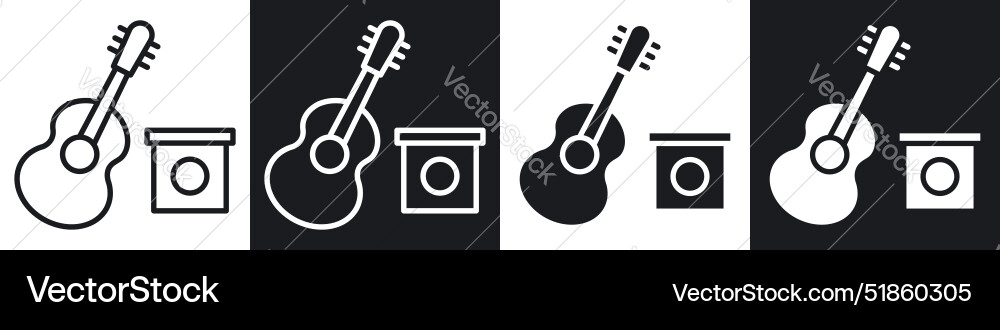 Busking liner and solid icon set in black color Vector Image