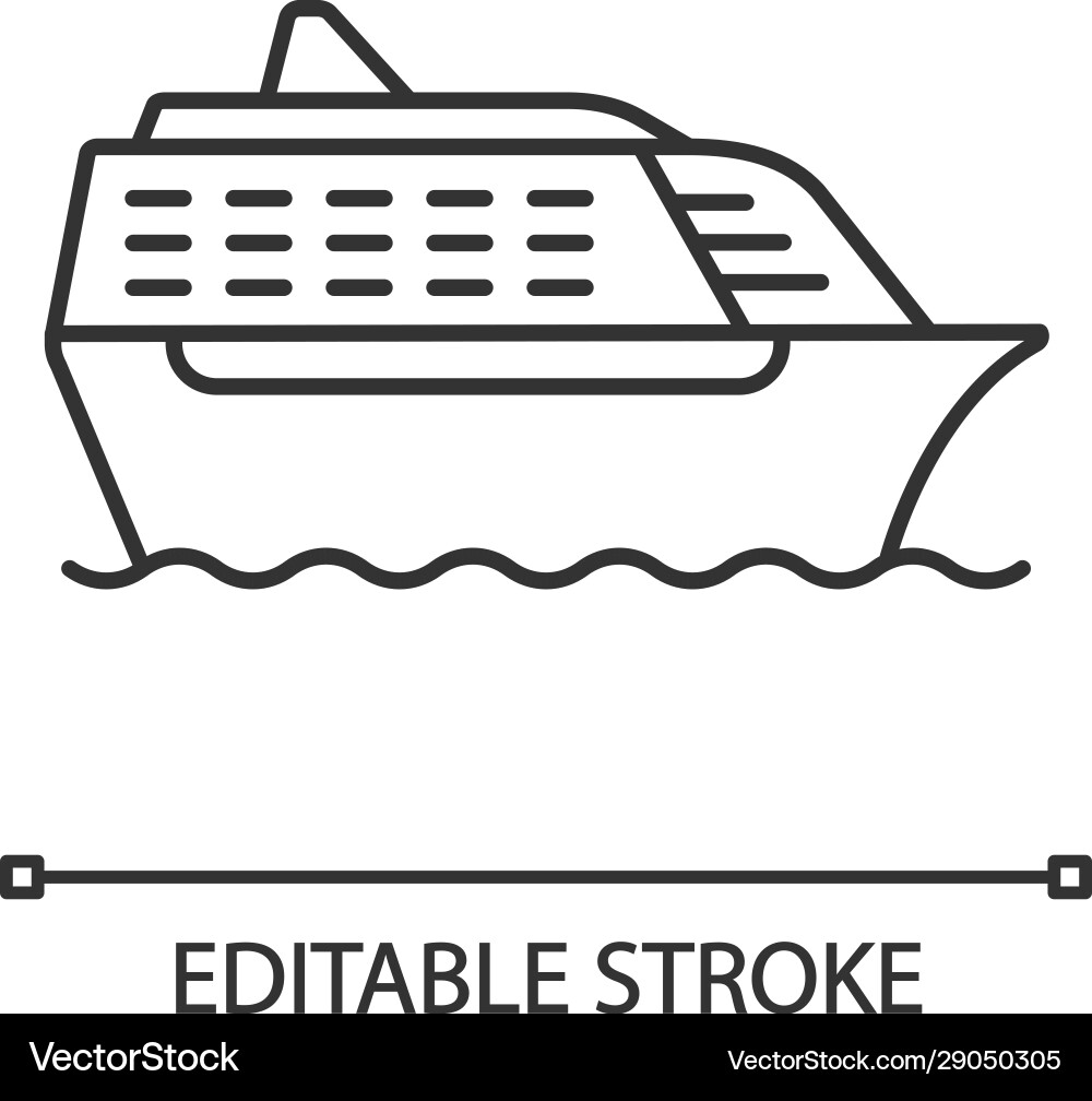 Cruise ship in side view linear icon Royalty Free Vector