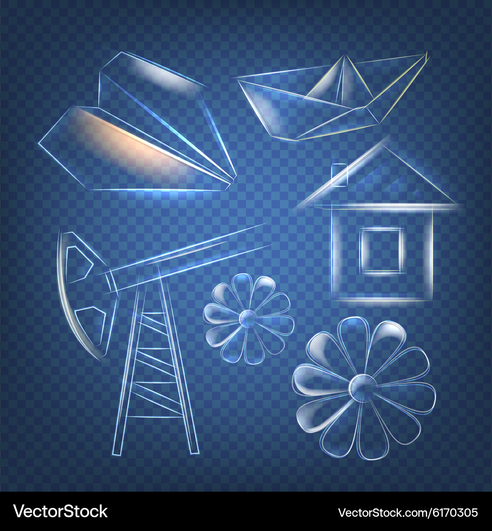 Glass figures on transparent background Royalty Free Vector