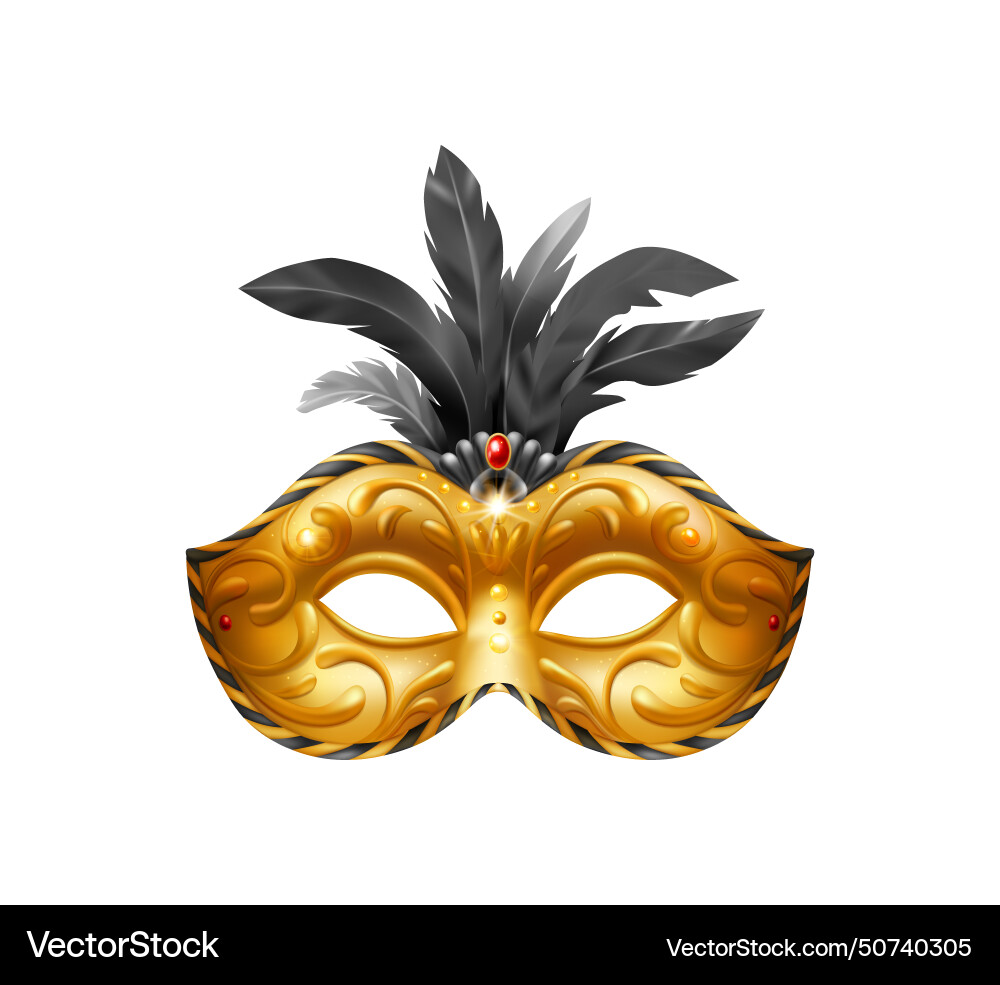 Golden mask realistic composition Royalty Free Vector Image
