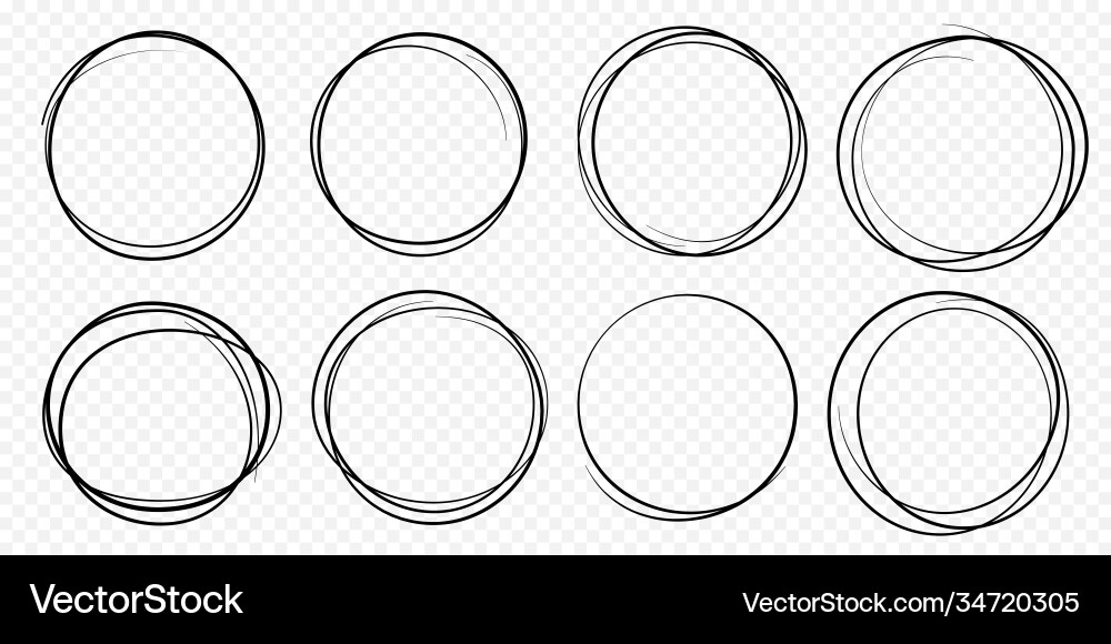 Hand drawn circle line sketch set circular Vector Image