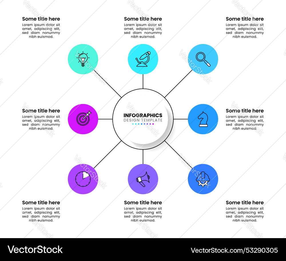 Infographic template 8 circles connected by a line Infographic template 8 circles connected by a line