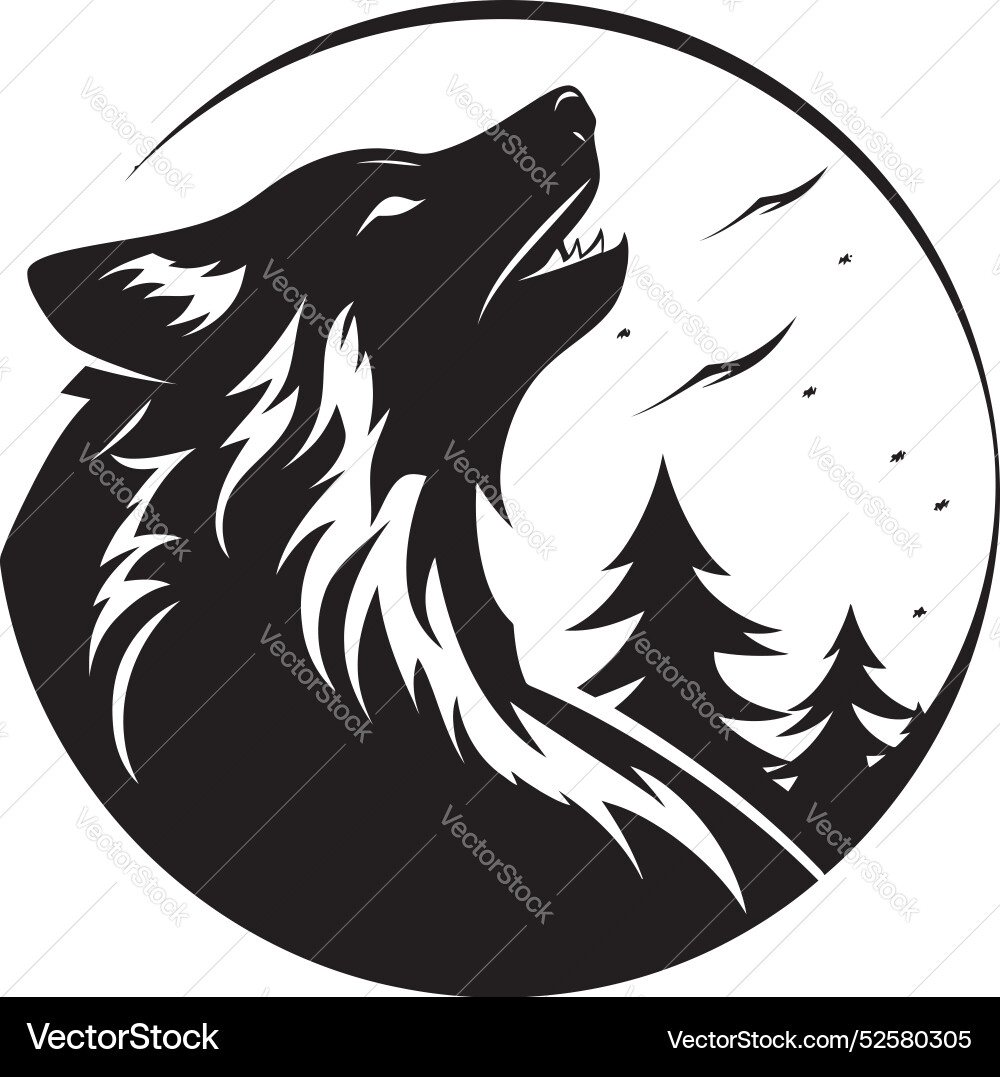 Lunalull iconic emblem of moonlit howler Vector Image