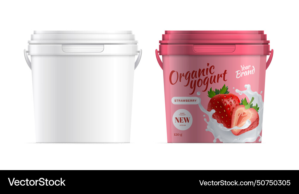 Realistic yogurt bucket Royalty Free Vector Image