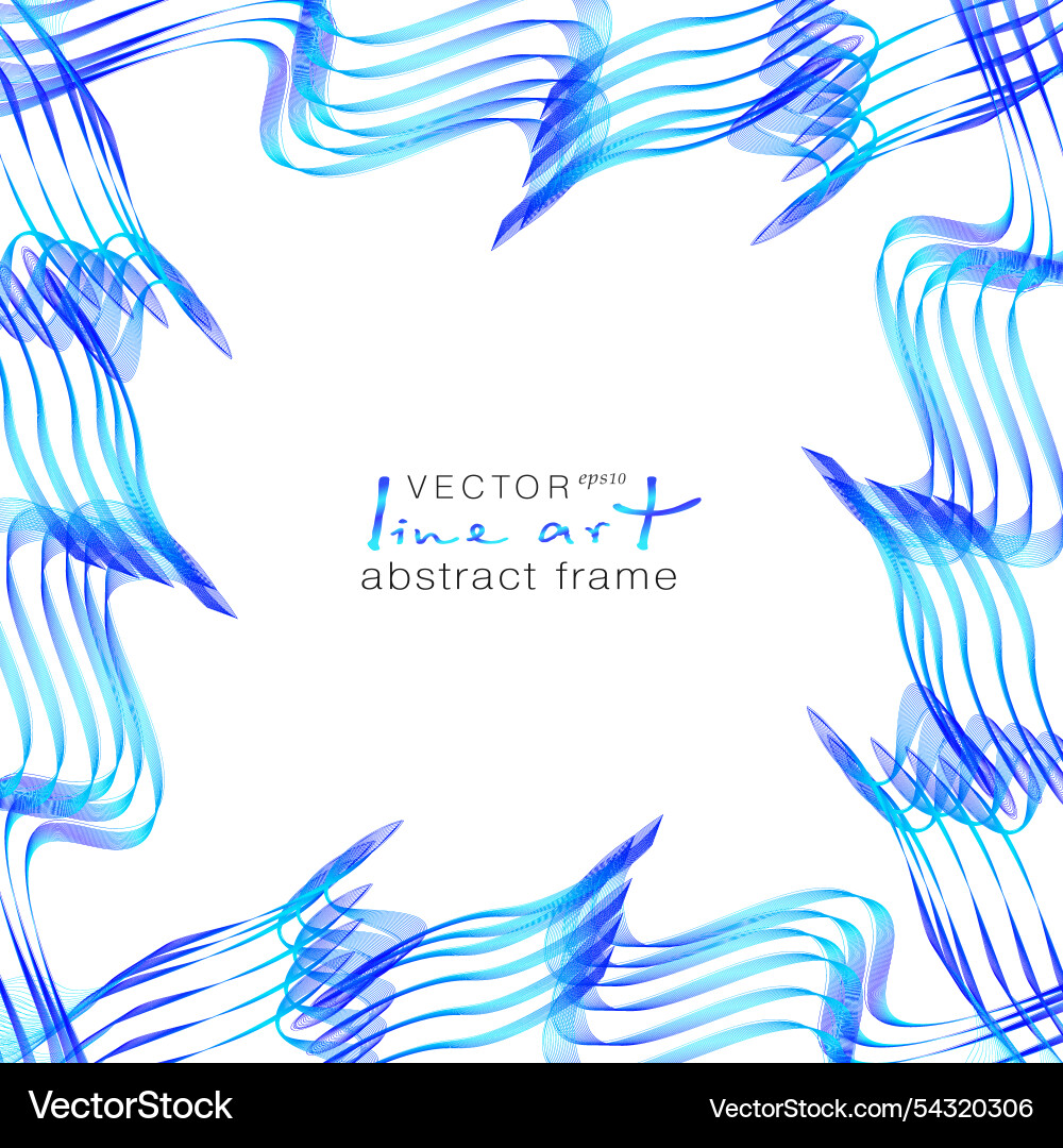 Blue frame ornate border squiggle subtle curves Vector Image