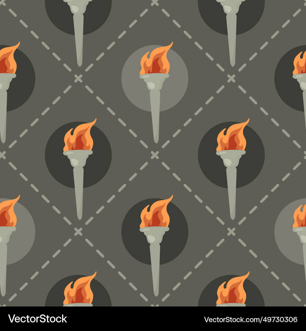 Burning torch seamless pattern background Vector Image